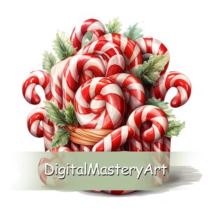 High-quality Candy Cane Clipart Collection: Festive Watercolor ...