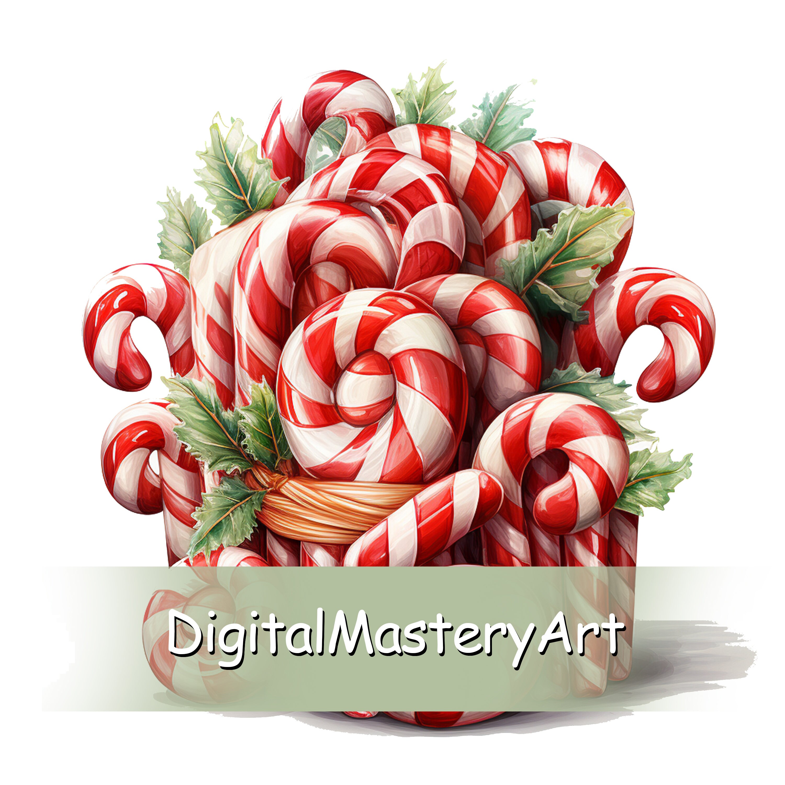 High-quality Candy Cane Clipart Collection: Festive Watercolor ...