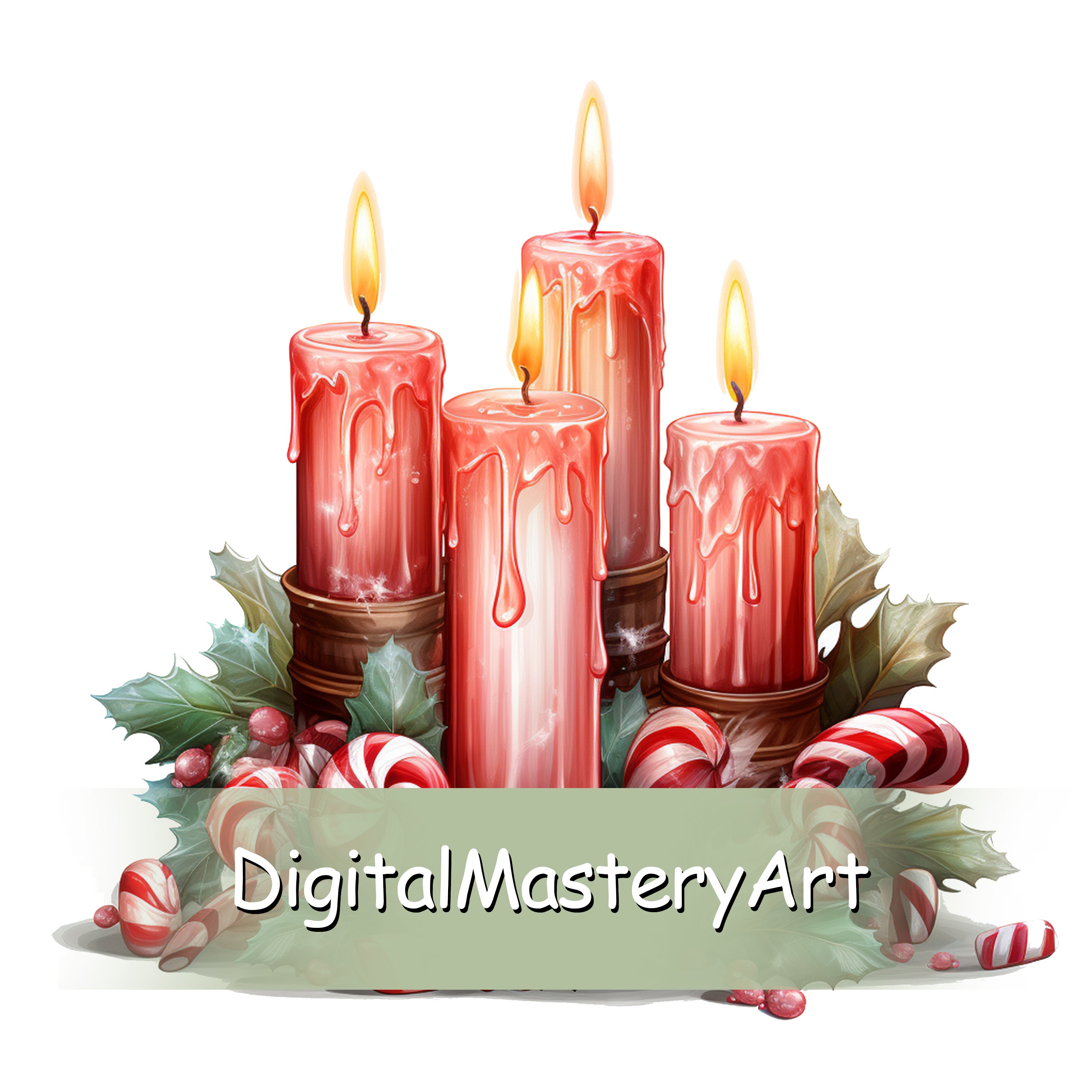 High-quality Candy Cane Clipart Collection: Festive Watercolor ...