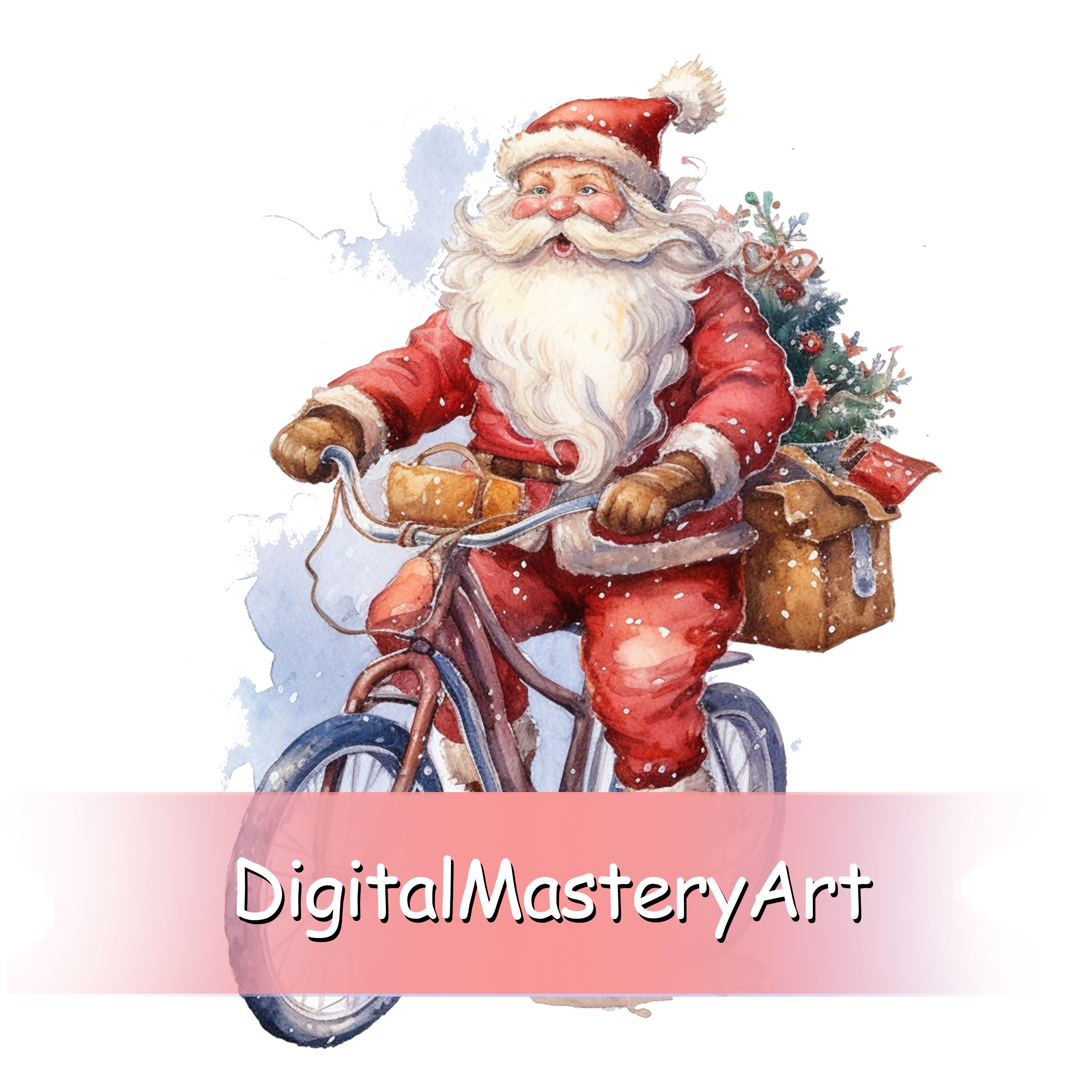 15 Watercolor Santa Claus Clipart Collection, Festive Gift-giving ...