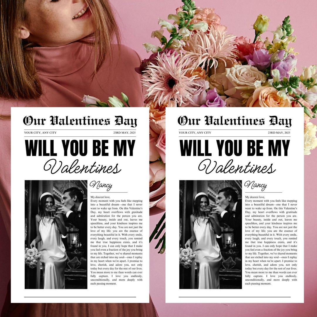 Valentines Day Newspaper Template - Etsy