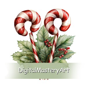 High-quality Candy Cane Clipart Collection: Festive Watercolor ...