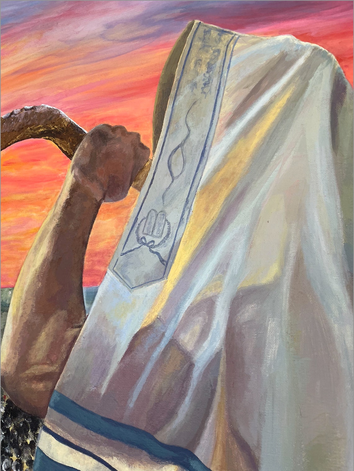 Geula Jewish Painting Jerusalem Kotel Shofar, Beautiful Judaica Art ...