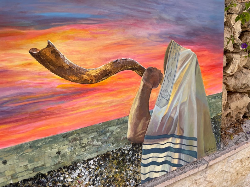 Geula - Jewish Painting | Jerusalem Kotel Shofar, Beautiful Judaica Art ...