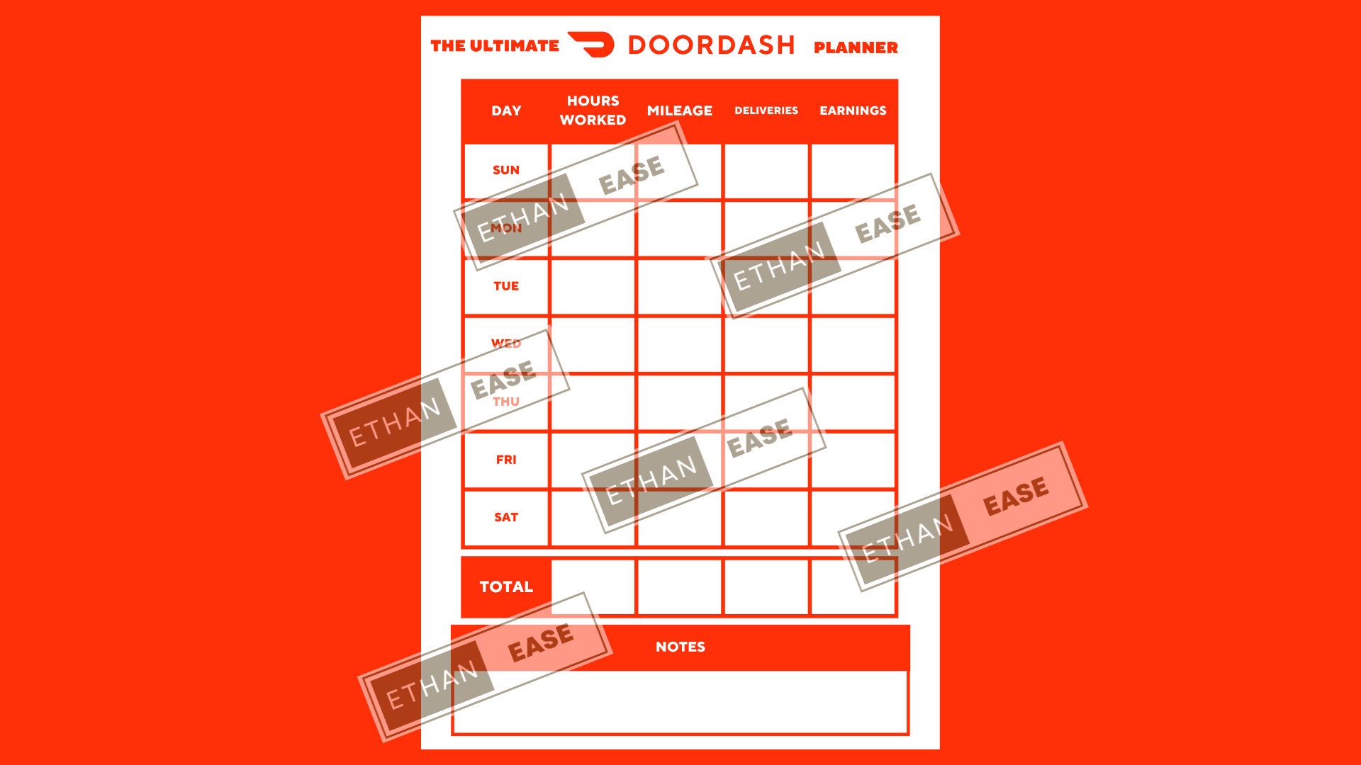 The Ultimate Doordash Planner! DIGITAL OR PRINT! - Etsy
