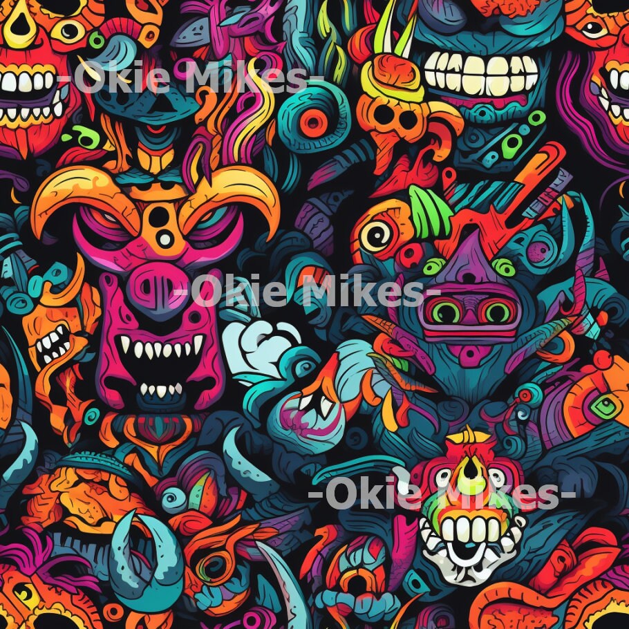 Psychedelic Seamless Pattern Art Pack 1 - Etsy