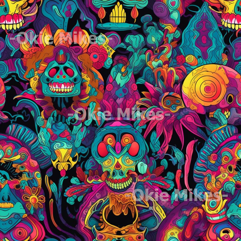 Psychedelic Seamless Pattern Art Pack 1 - Etsy