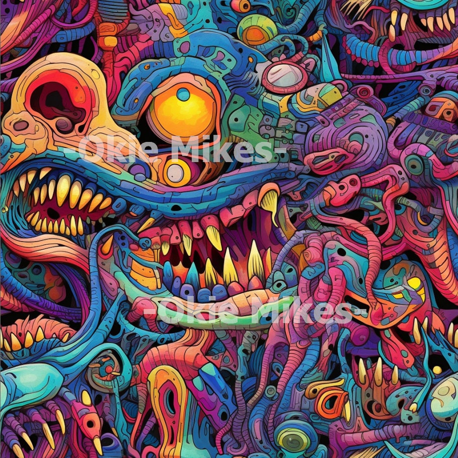 Psychedelic Seamless Pattern Art Pack 1 - Etsy