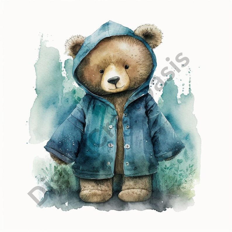 Watercolor Cudlley Teddy Bear - Clip Art Bundle - Collection of 15 High ...