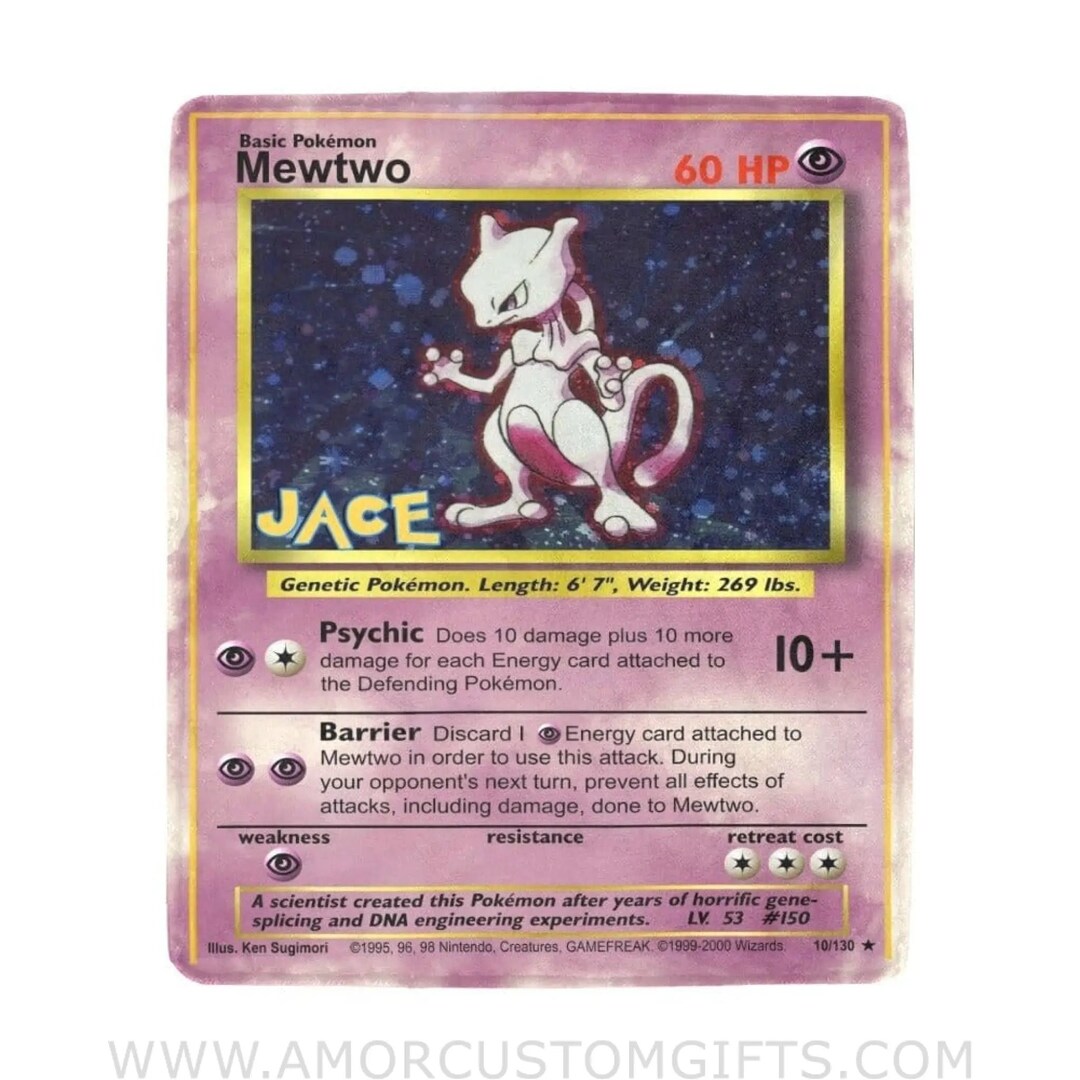 Custom PK Mewtwo Blanket, Personalized Fleece Blanket, Customized ...