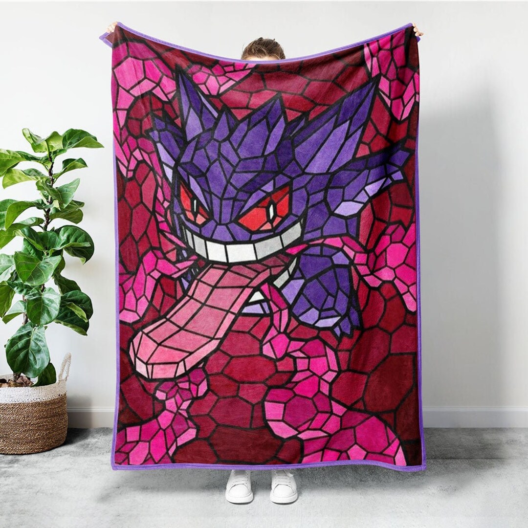 Usa Made Personalized Gengar Stained Glass Blanket Pk Blanket 32 Manga ...