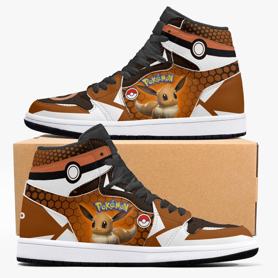 Custom Poke-monnn Eevee JD1 Anime Shoes Mid Top Sneakers - Etsy