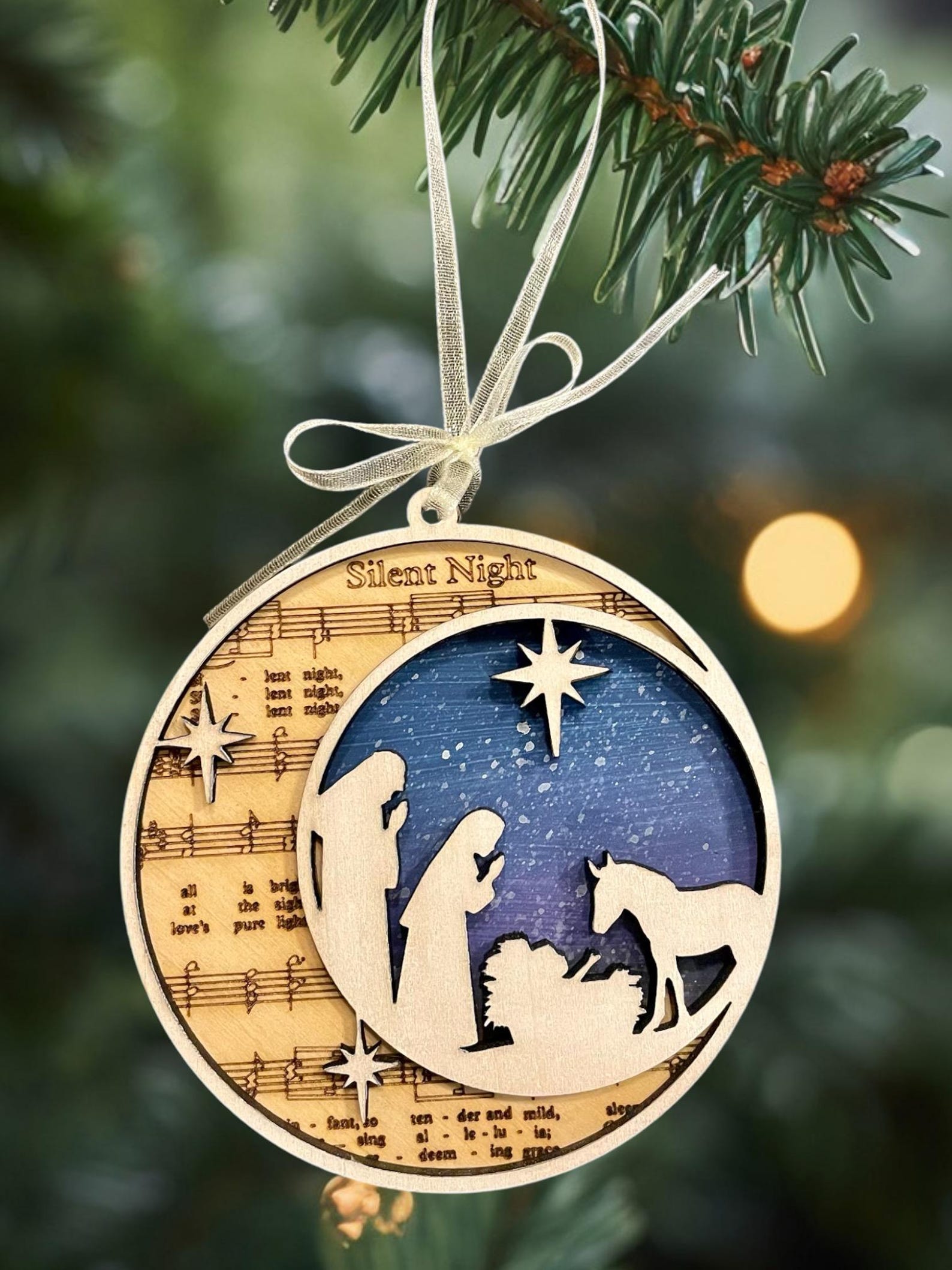 Wooden Nativity Christmas Song Ornaments - Etsy