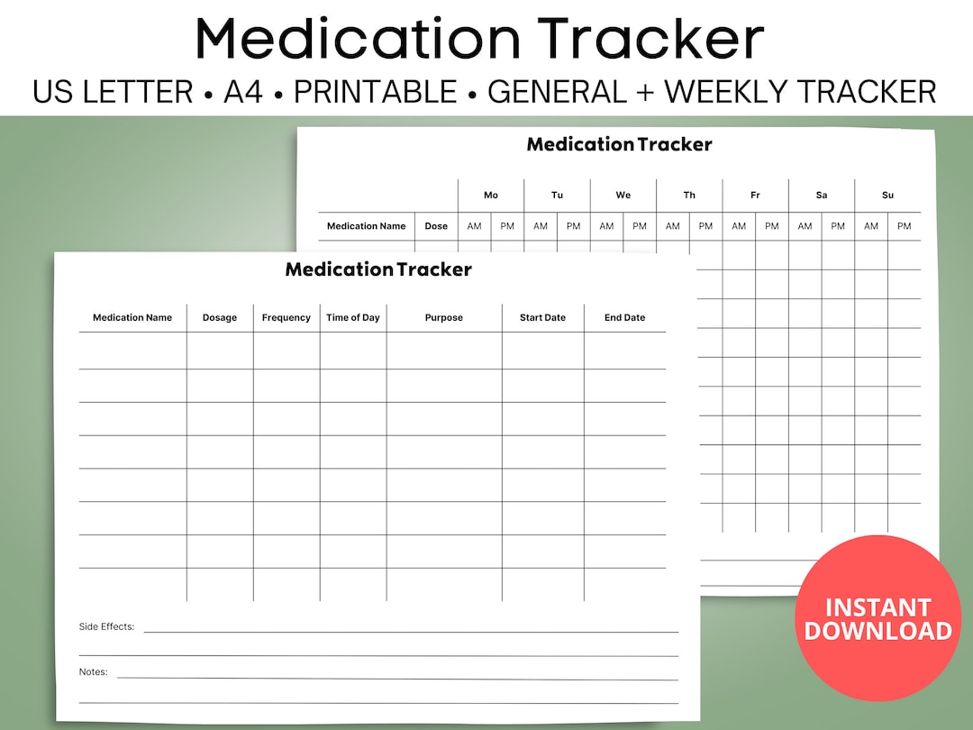 Medication Tracker, Medication Planner, Pill Tracker, Medication ...