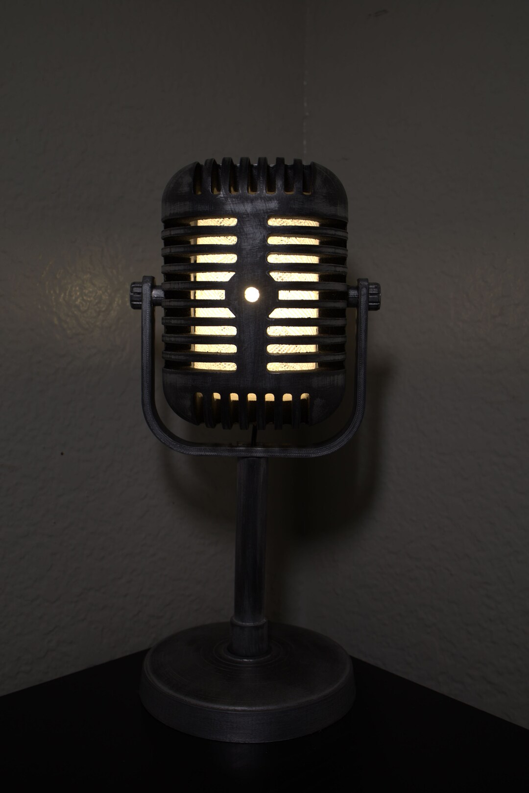 Vintage Microphone Desk Lamp, LED Table Light, 1990s Music Decor, Old ...