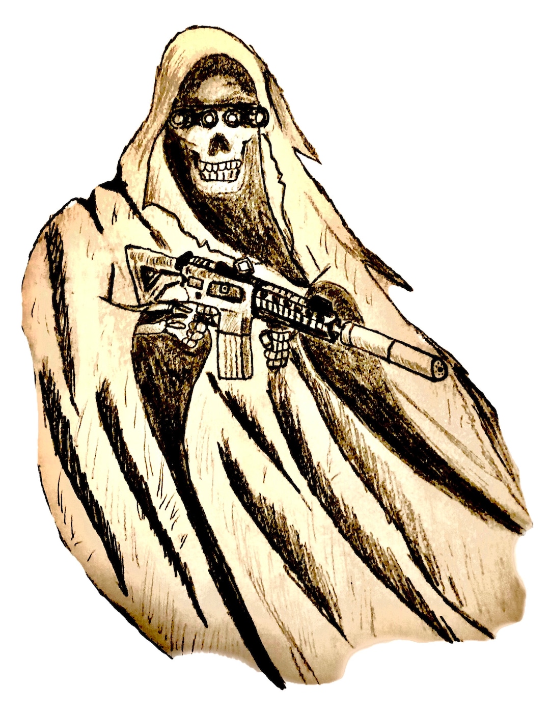 Grim Reaper With Night Vision and M4 Sticker - Etsy