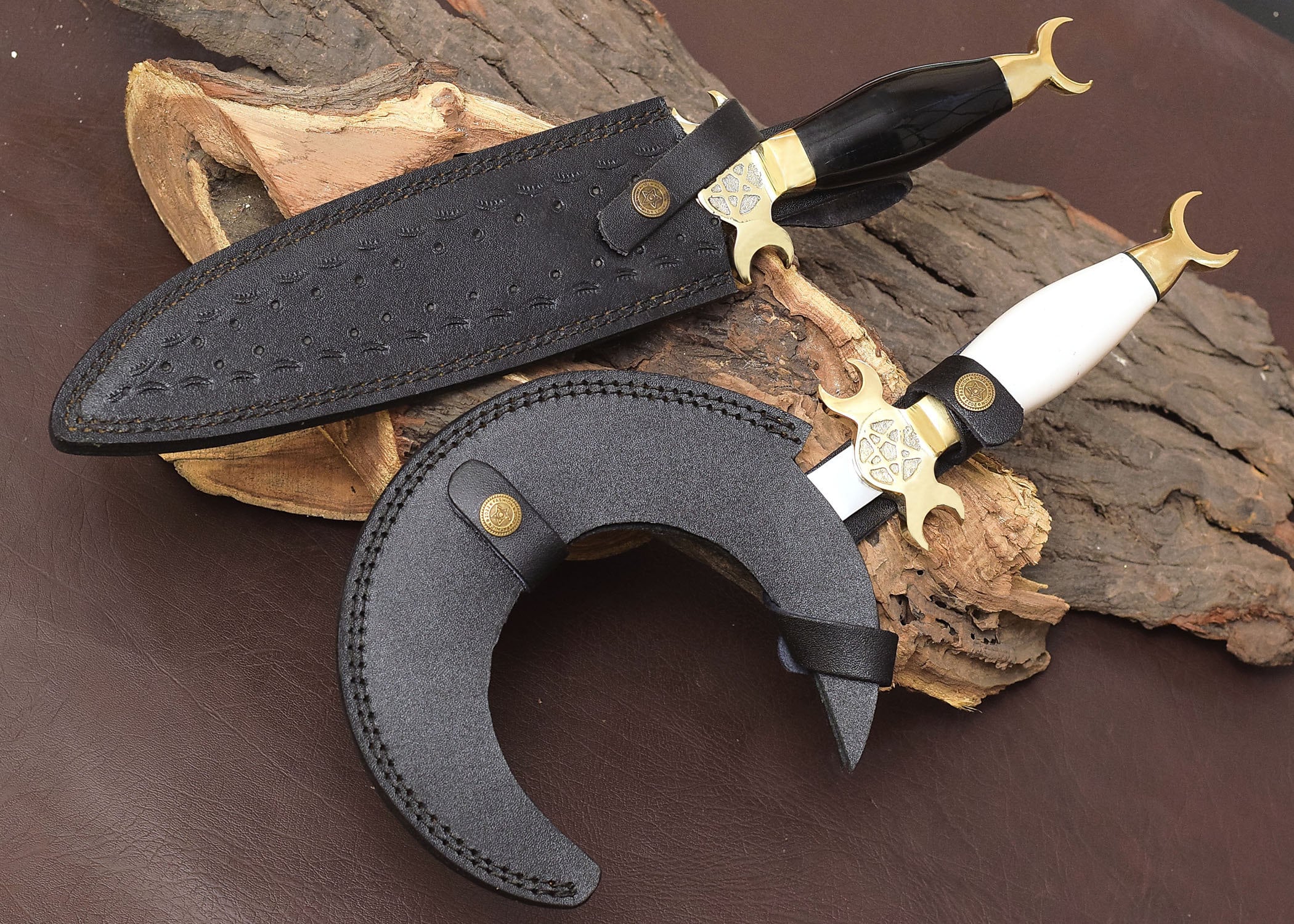 Handmade Crescent Moon Shaped Knife and Fancy Snake Dagger Personalized ...