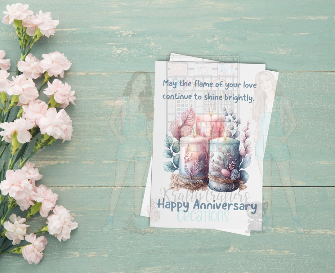 Eternal Flame Anniversary Card Romantic Candle Design, Love Continues ...
