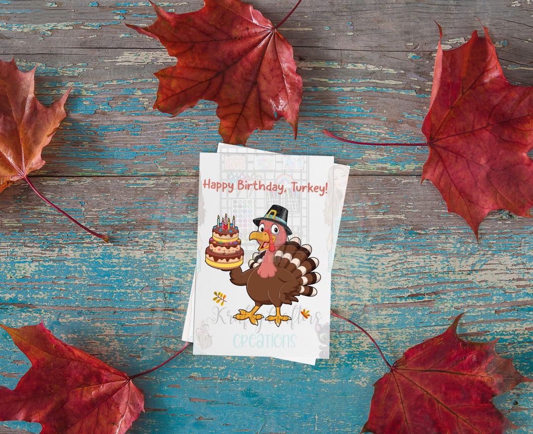 Whimsical Turkey Birthday Card Handcrafted Gobble-tastic - Etsy