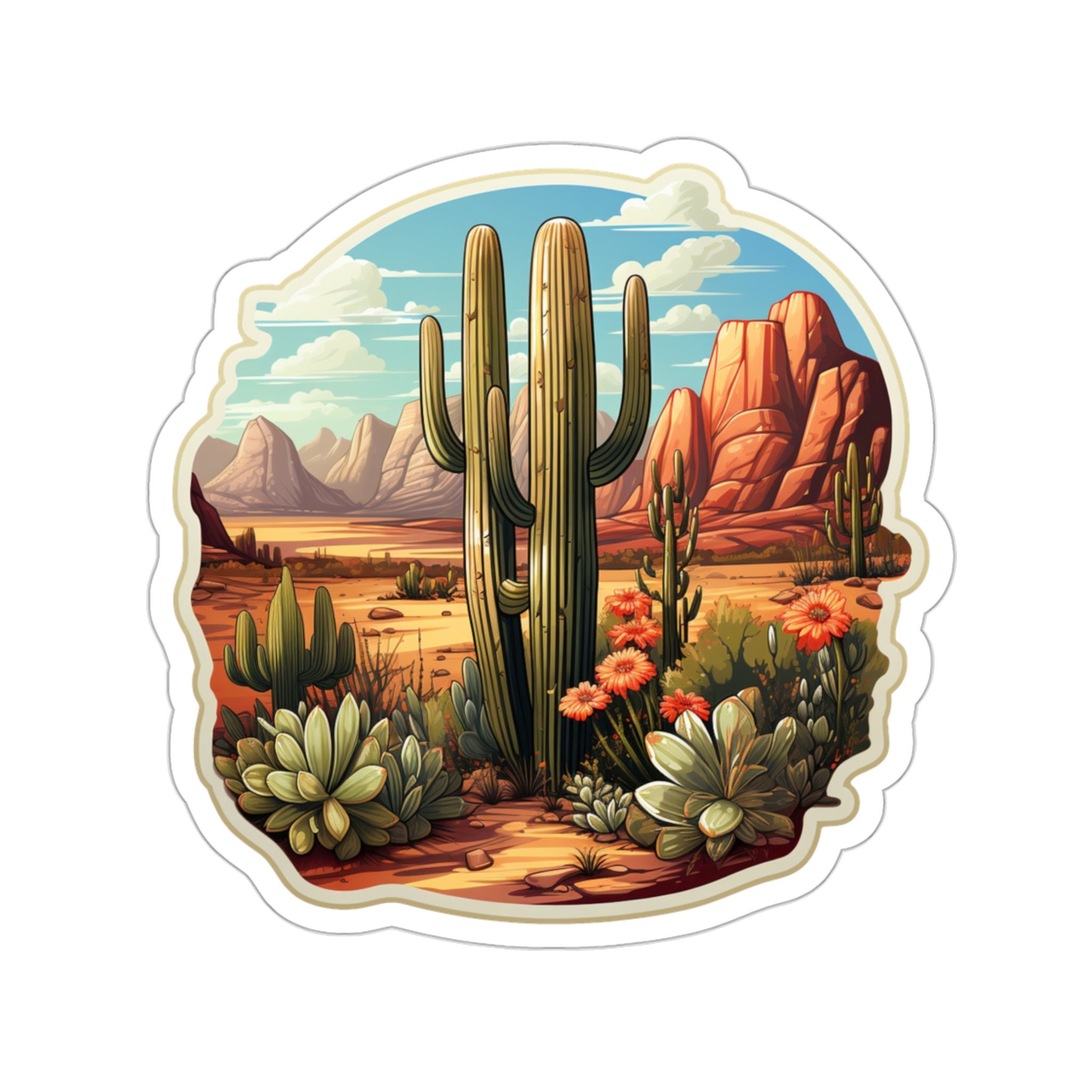 Cactus Sticker Saguaro Sticker Gift for Saguaro Lover Desert Sticker ...