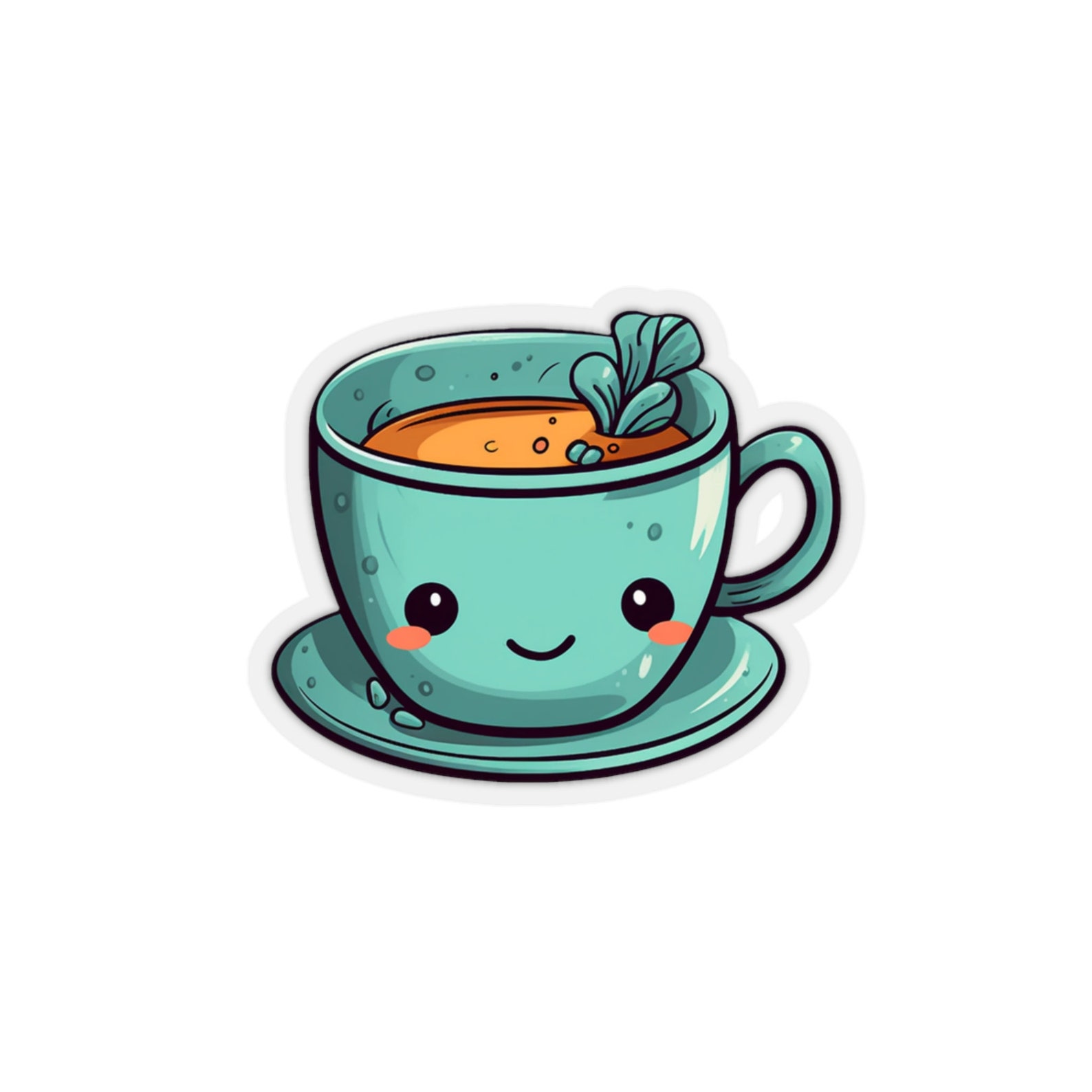 Cute Teacup Sticker Cute Teacup Sticker for Tea Lover Sticker for Tea ...