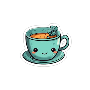 Cute Teacup Sticker Cute Teacup Sticker for Tea Lover Sticker for Tea ...