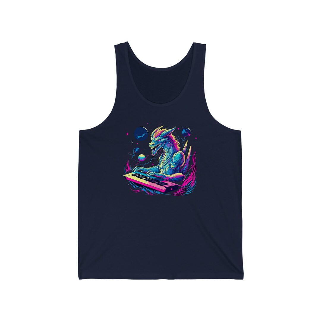 Neon Space Dragon Jamming and Drooling Playing Keyboard - Etsy