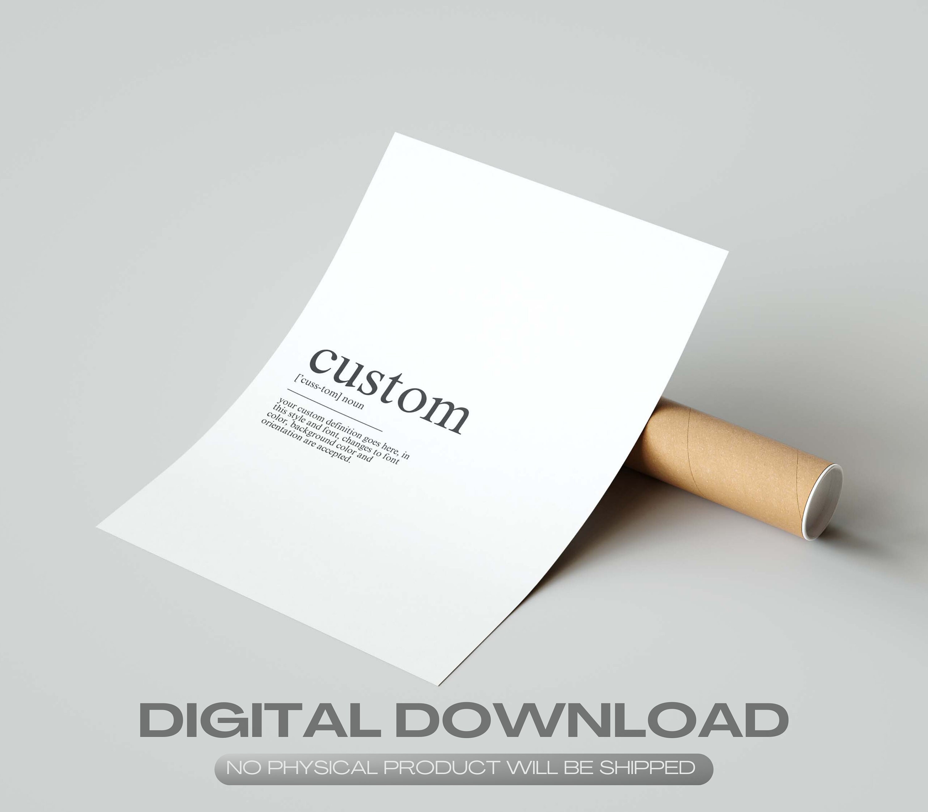 Digital Download Custom Definition Print, Birthday Gift, Custom ...