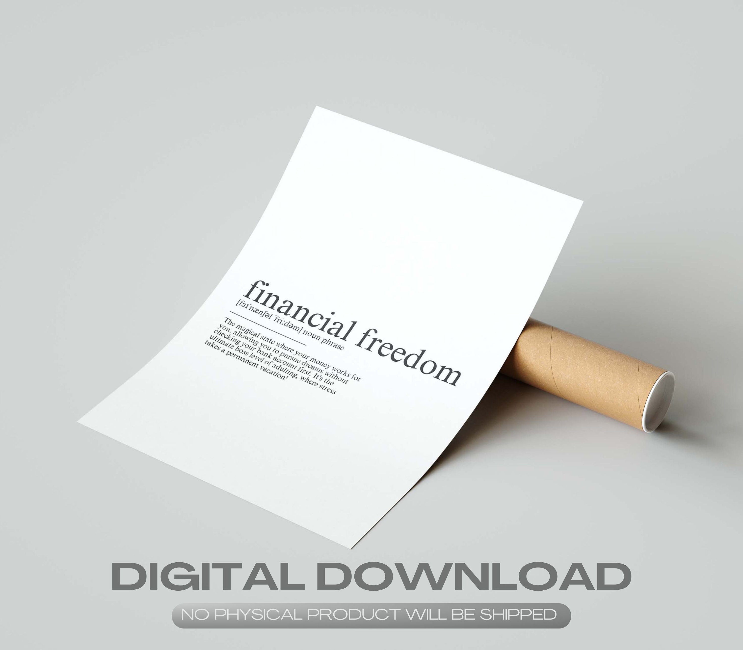 Financial Freedom Definition Poster, Digital Download Poster ...