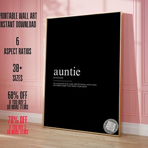Auntie Definition Print | Gifts for Her | Gifts for Aunt | Aunt Present ...