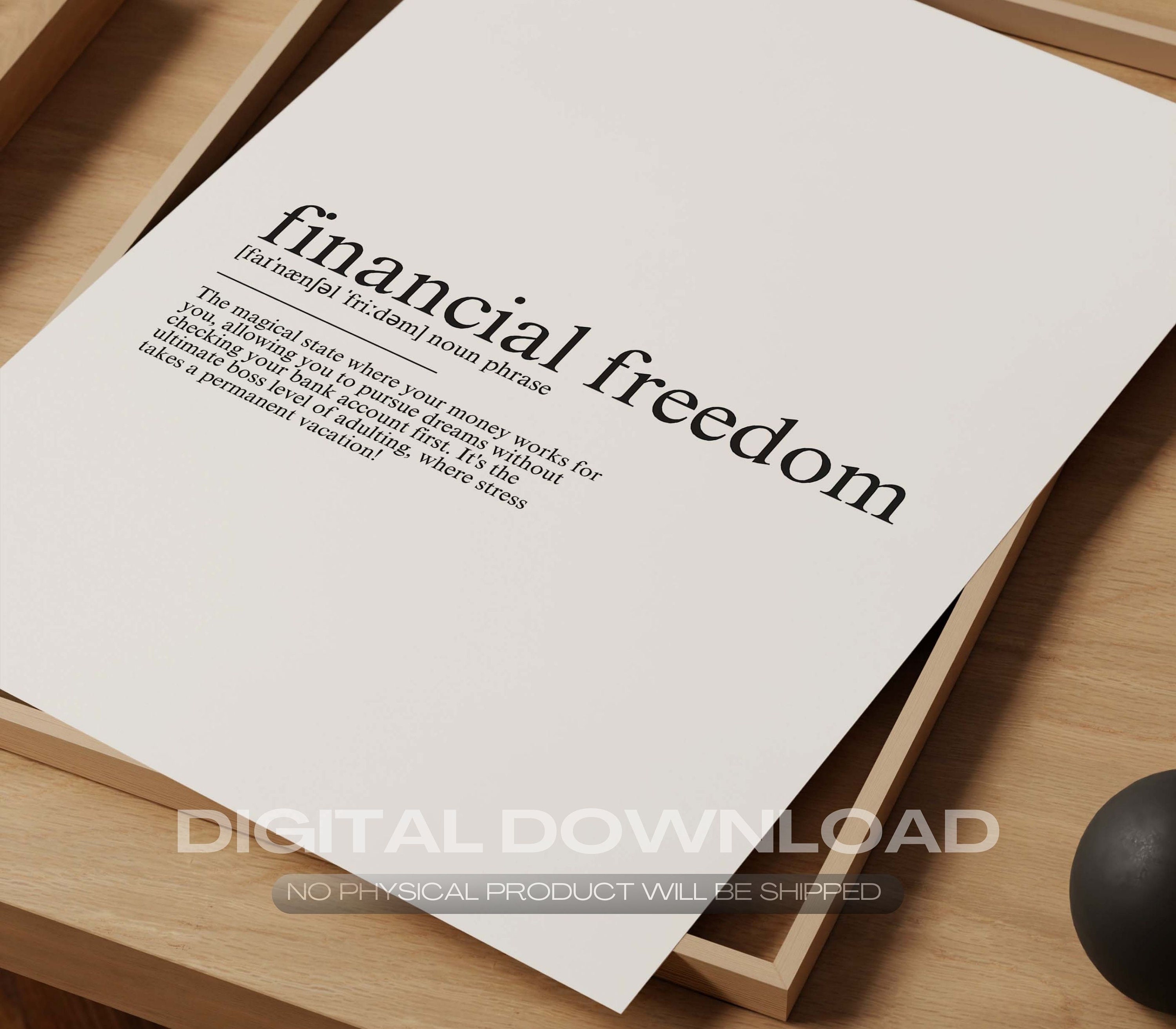 Financial Freedom Definition Poster, Digital Download Poster ...