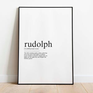 Rudolph Definition Print, Christmas Poster, Quote Wall Art, Festive Art ...