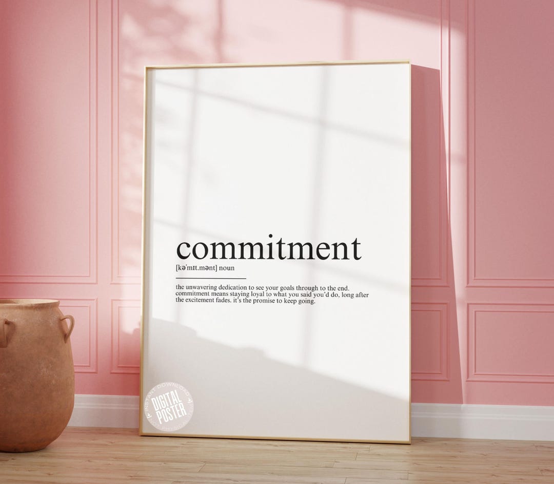 Commitment Definition Print | Home Office Wall Art | Entrepreneur Gift ...