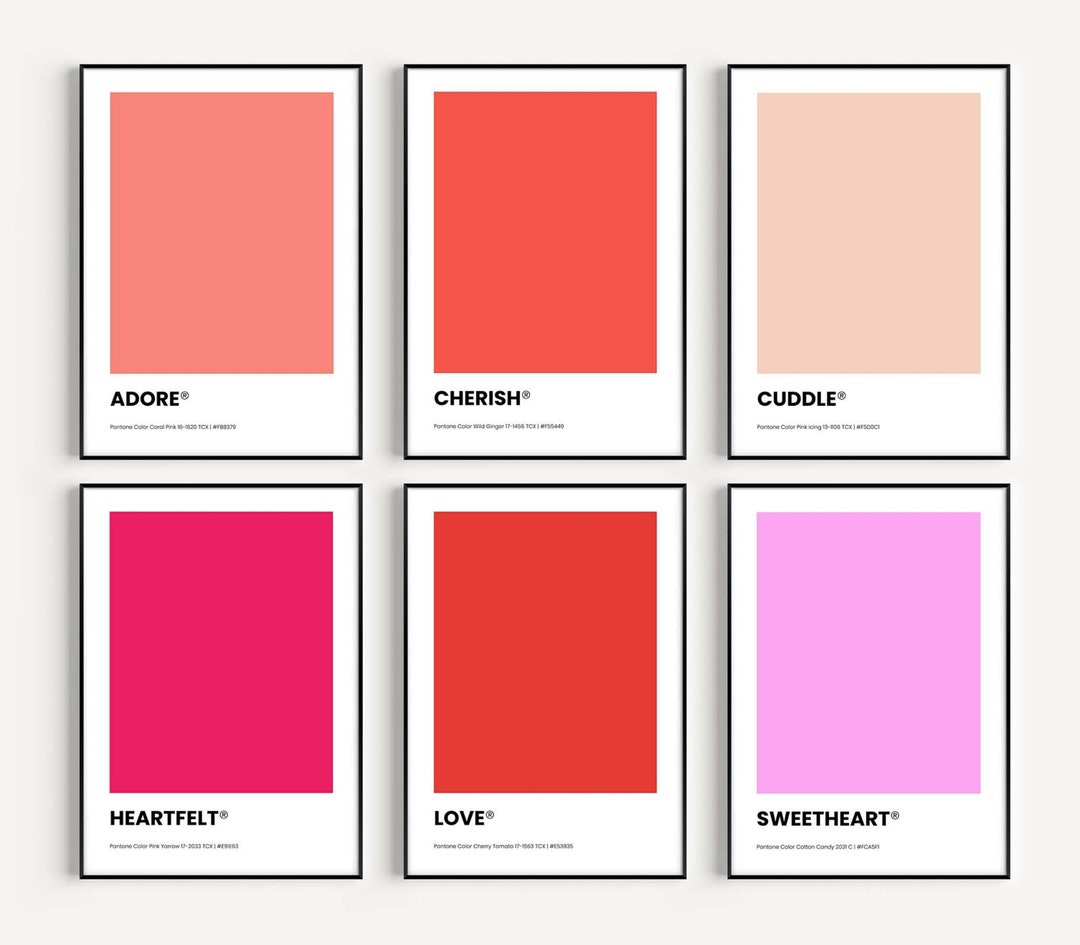 Pantone Valentine's Day Wall Art Printable Bundle Set of 6 Valetine's ...
