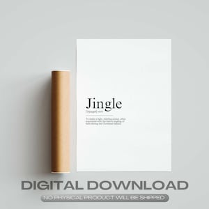 Jingle Definition Print, Christmas Poster, Quote Wall Art, Festive Art ...