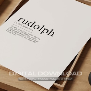 Rudolph Definition Print, Christmas Poster, Quote Wall Art, Festive Art ...