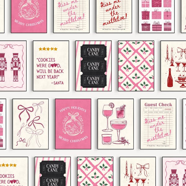 Pink Christmas Printables - Etsy