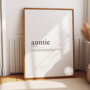 Auntie Definition Print | Gifts for Her | Gifts for Aunt | Aunt Present ...