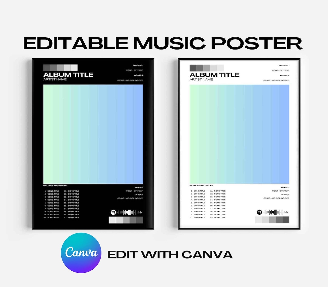 Album Cover Poster Canva Template - Customizable Digital Music Poster ...