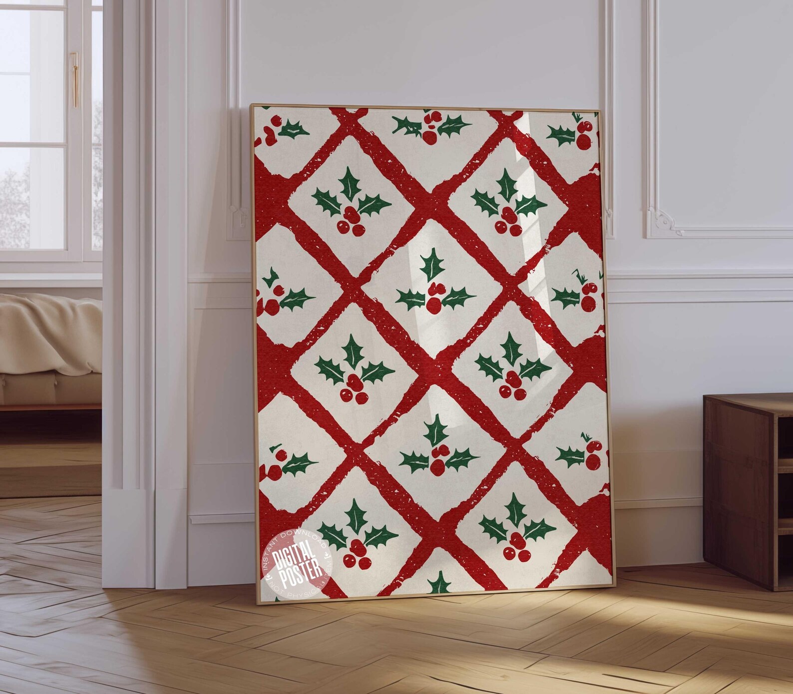 Mistletoe Wall Art, Christmas Wall Art, Cute Holiday Decor, Digital ...