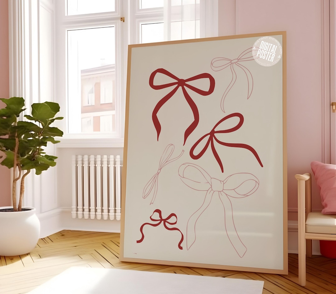 Xmas Bows Christmas Wall Art, Trendy Holiday Prints, Festive Xmas Bows ...