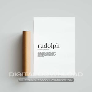 Rudolph Definition Print, Christmas Poster, Quote Wall Art, Festive Art ...