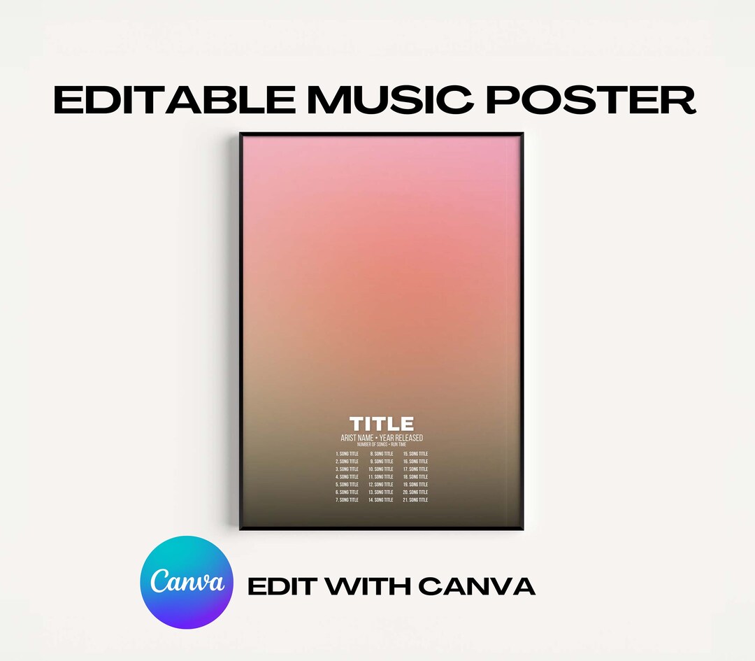 Album Cover Poster Canva Template Customizable Digital Music Poster ...