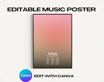 Album Cover Poster Canva Template Customizable Digital Music Poster Album Poster Personalizable ...