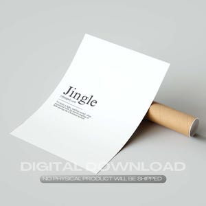 Jingle Definition Print, Christmas Poster, Quote Wall Art, Festive Art ...