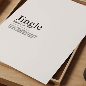 Jingle Definition Print, Christmas Poster, Quote Wall Art, Festive Art ...