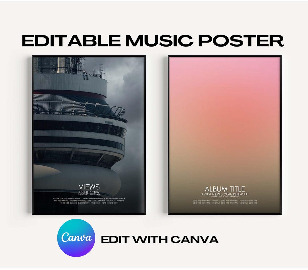Album Cover Poster Canva Template - Customizable Digital Music Poster ...