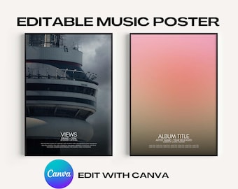 Album Cover Poster Canva Template Customizable Digital Music Poster Album Poster Personalizable ...