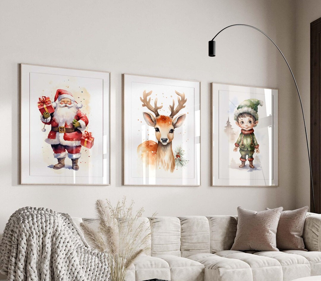 Christmas Posters Digital Download, Set of 3, Printable Wall Art ...