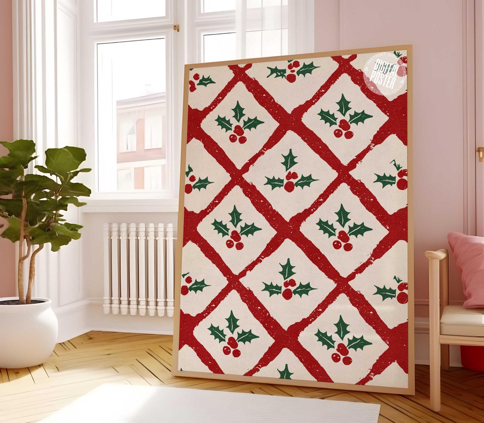 Mistletoe Wall Art, Christmas Wall Art, Cute Holiday Decor, Digital ...